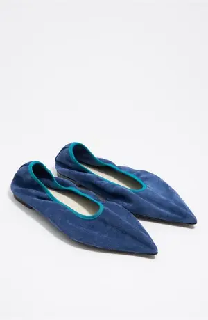 Bimba Y Lola Pointed Toe Ballerina - Denim Blue