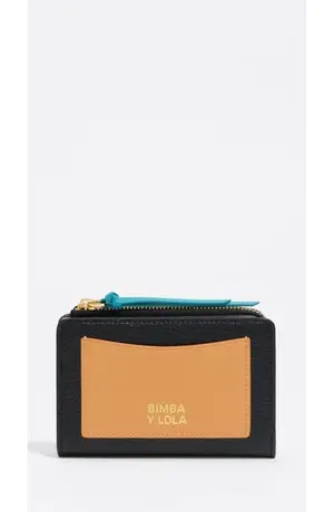 Bimba Y Lola Rigid Leather Wallet - Black/tan