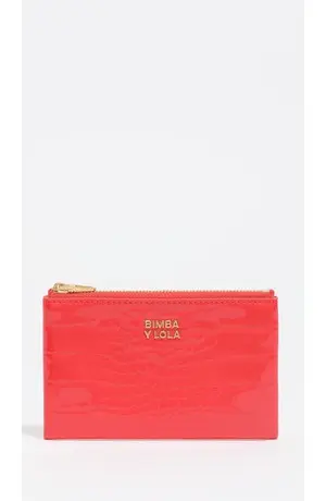 Bimba Y Lola Shiny Textured Coin Purse - Bright Coral