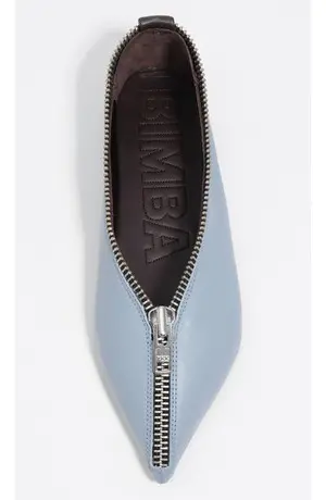 Bimba Y Lola Leather Zip Ballerinas - Light Blue