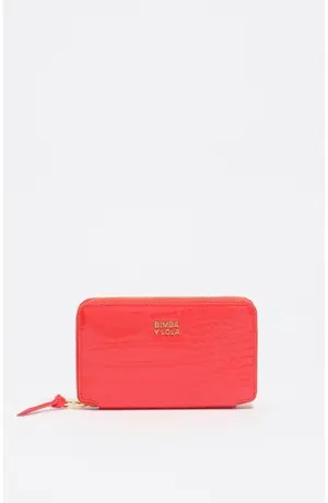 Bimba Y Lola Textured Wallet - Bright Coral
