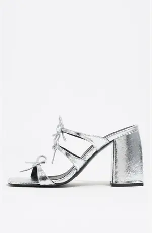 Bimba Y Lola Leather Heeled Sandals - Silver