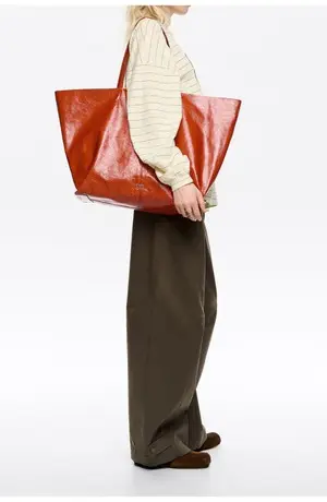 Bimba Y Lola Leather Maxi Shopper - Burnt Orange