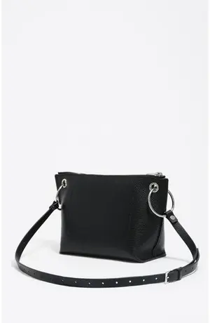 Bimba Y Lola Leather Medium Trapezium Crossbody Bag - Black