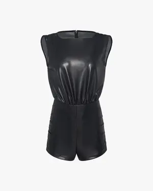WeWoreWhat Ruched Vegan Leather Romper