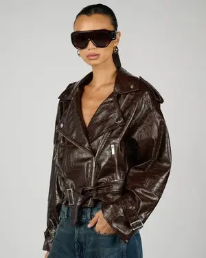 WeWoreWhat Cropped Moto Jacket