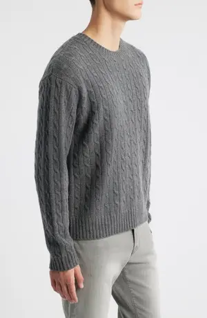 FRAME Cabled Cashmere Crewneck Sweater
