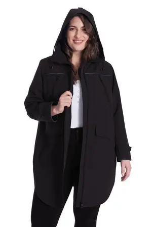 ALPINE NORTH Kusawa Mid-length Hooded Raincoat - Black