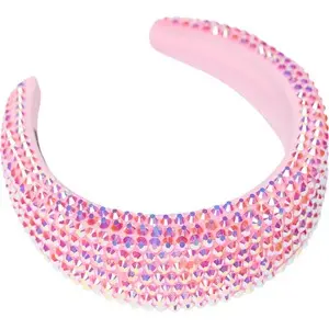MALIBU SUGAR Rhinestone Puff Headband - Light Pink