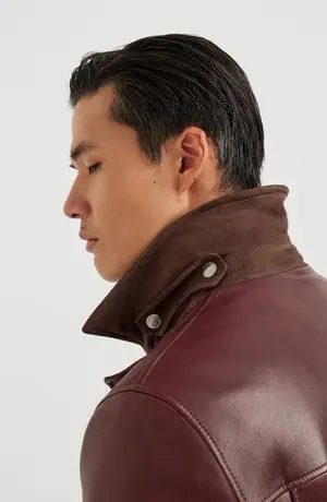 Brunello Cucinelli Nappa Leather Field Jacket - Amaranth