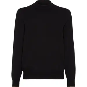 Brunello Cucinelli Funnel Neck Cashmere Sweater - Black