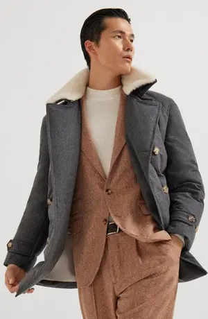 Brunello Cucinelli Wool Flannel Down Coat