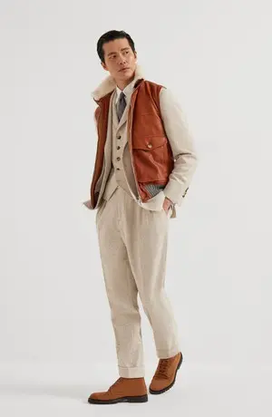 Brunello Cucinelli Diagonal Twill Tailored Fit Trousers