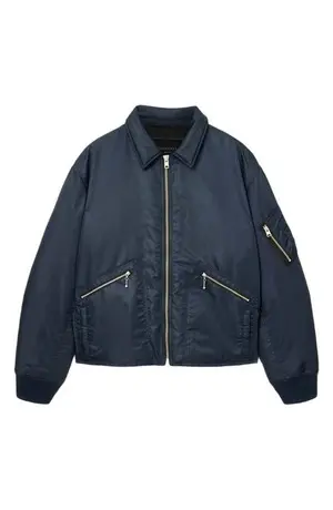 ALLSAINTS Fallon Nylon Bomber Jacket - Moonlit Blue