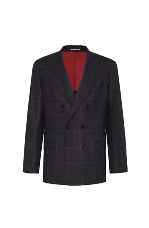 Brunello Cucinelli Prince Of Wales Deconstructed Blazer - Anthracite