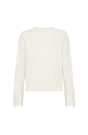Brunello Cucinelli Cashmere Sweater With Lace Cuffs - Panama