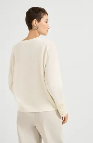 Brunello Cucinelli Cashmere Sweater With Lace Cuffs - Panama