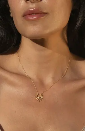 SATYA JEWELRY White Topaz Starburst Pendant Necklace