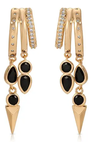 Ettika Icon Behavior Drop Earrings - Black