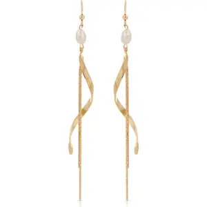 Ettika Freshwater Pearl Drop Earrings - Gold