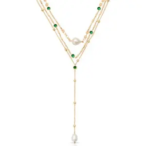 Ettika Freshwater Pearl Layered Y-necklace - Green