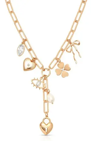 Ettika Charmed Y-necklace - Gold