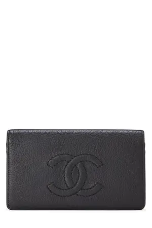 CHANEL Black Calfskin Luxe Ligne Long Wallet