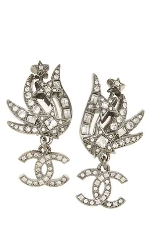 Chanel Crystal Shooting Star 'cc' Dangle Earrings - Gold