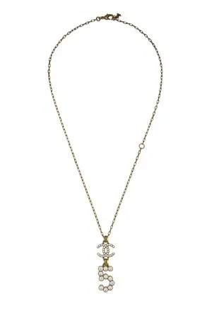 Chanel Crystal 'cc' No. 5 Necklace - Gold