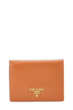 Prada Saffiano Compact Wallet - Orange