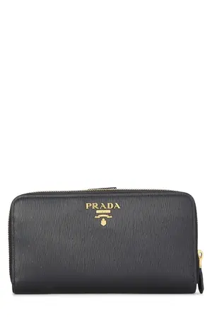 Prada Vitello Move Zip Around Wallet - Black