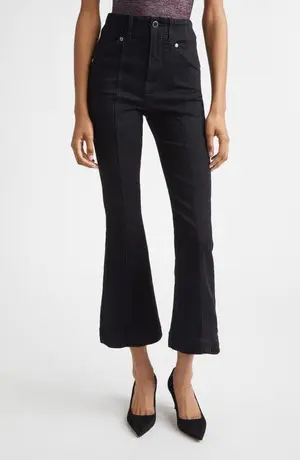 Veronica Beard Carson Seamed High-waist Flare Jeans - Onyx