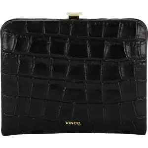 Vince Croc Embossed Frame Wallet - Black