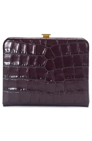 Vince Croc Embossed Frame Wallet - Bordeaux