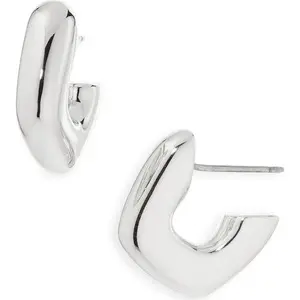 Madewell Sculptural Huggie Hoop Earrings - Light Silver Ox