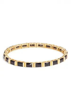 Nordstrom Cubic Zirconia Stretch Bracelet - Black- Gold