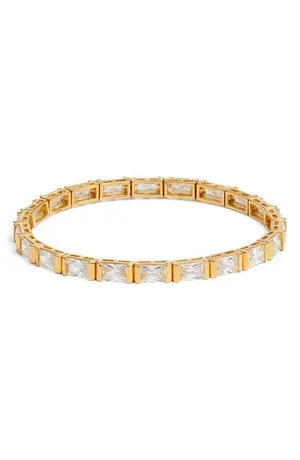 Nordstrom Cubic Zirconia Stretch Bracelet - Clear- Gold