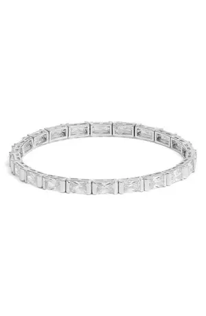 Nordstrom Cubic Zirconia Stretch Bracelet - Clear- Silver