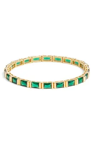 Nordstrom Cubic Zirconia Stretch Bracelet - Emerald- Gold