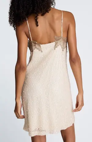 KENNETH COLE Sequin Lace Trim Slipdress