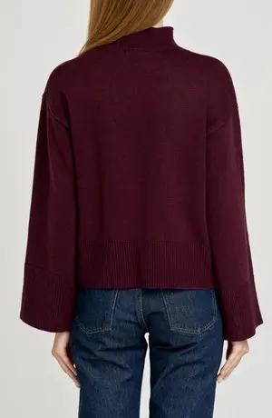 WAYF Mock Neck Boxy Sweater - Raisin