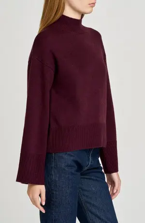 WAYF Mock Neck Boxy Sweater - Raisin