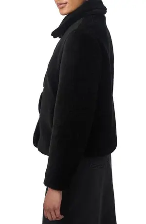 Bernardo Faux Shearling Short Coat - Black