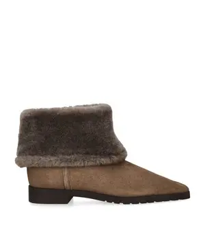 TOTEME Shearling Fold-down Ankle Boots - Brown