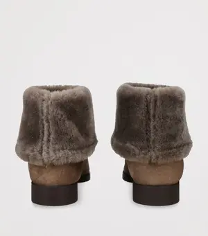 TOTEME Shearling Fold-down Ankle Boots - Brown
