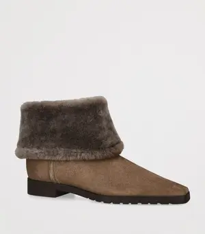 TOTEME Shearling Fold-down Ankle Boots - Brown