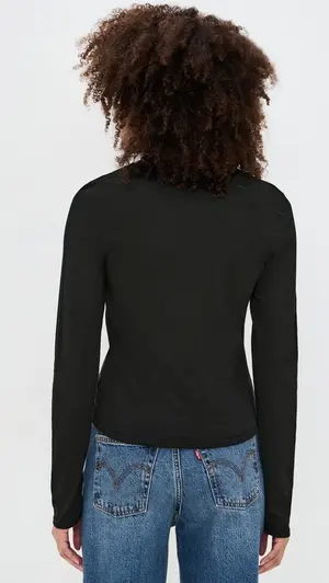 PERFECTWHITETEE Jamie Recycled Cotton Long Sleeve Crew - True Black
