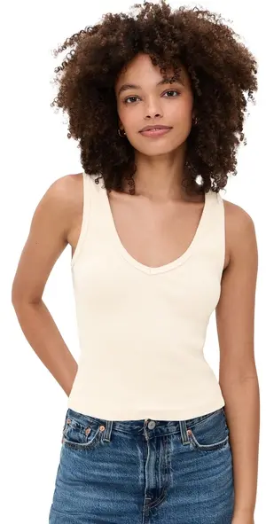 PERFECTWHITETEE Structured Rib V-neck Tank