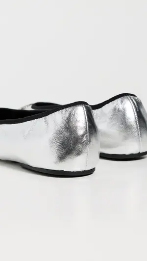 Tory Burch Reva Travel Ballet Flats - Silver