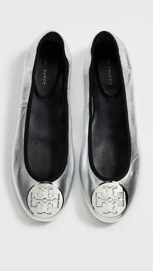 Tory Burch Reva Travel Ballet Flats - Silver